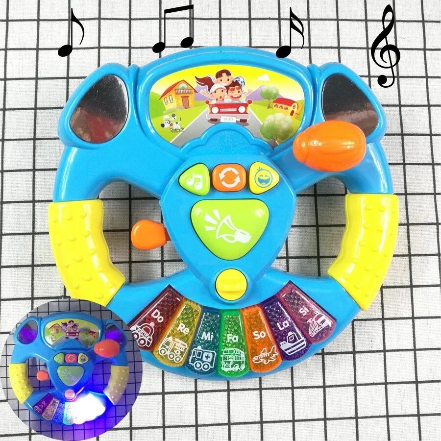 Музыкальная игрушка на руле для детей с регулировкой громкости