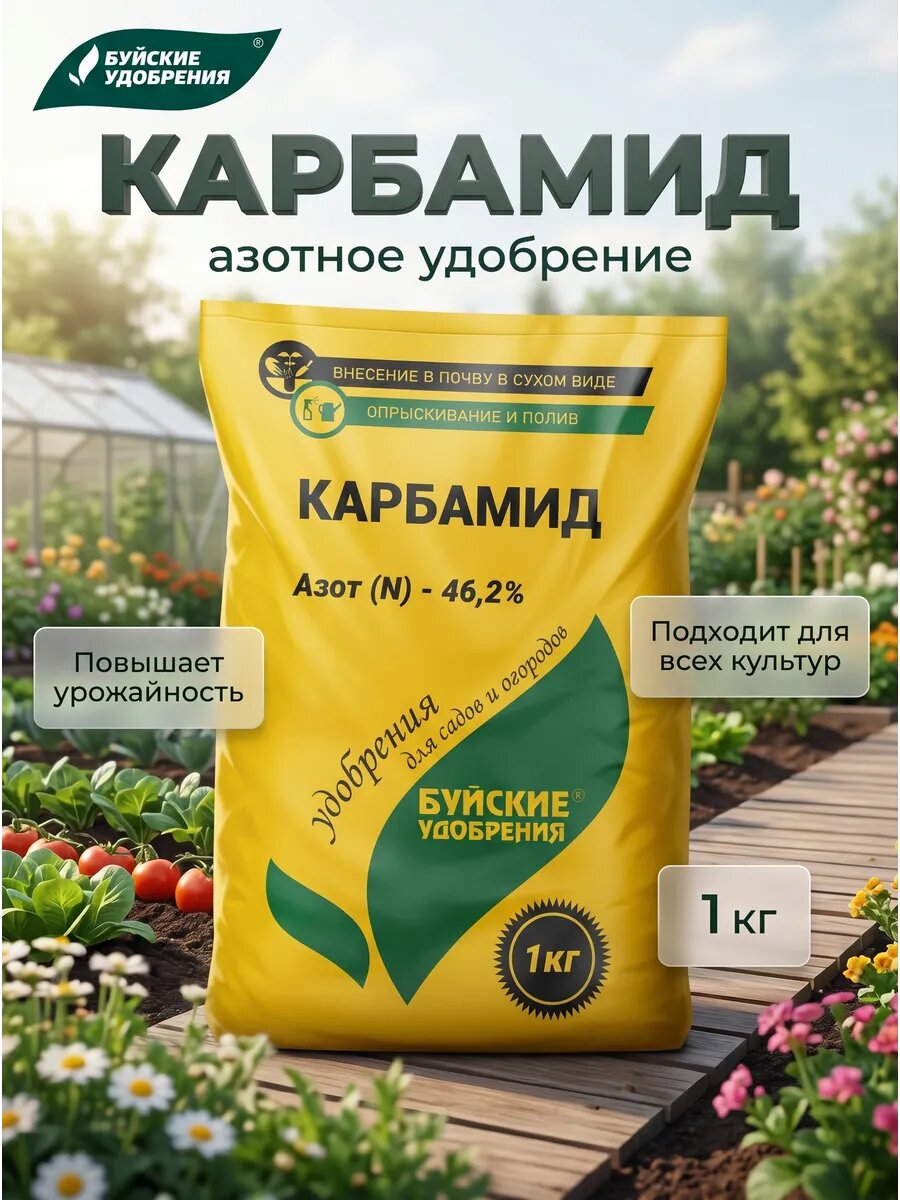 Удобрение минеральное "Карбамид" (мочевина), Буйские удобрения, 0,9 кг