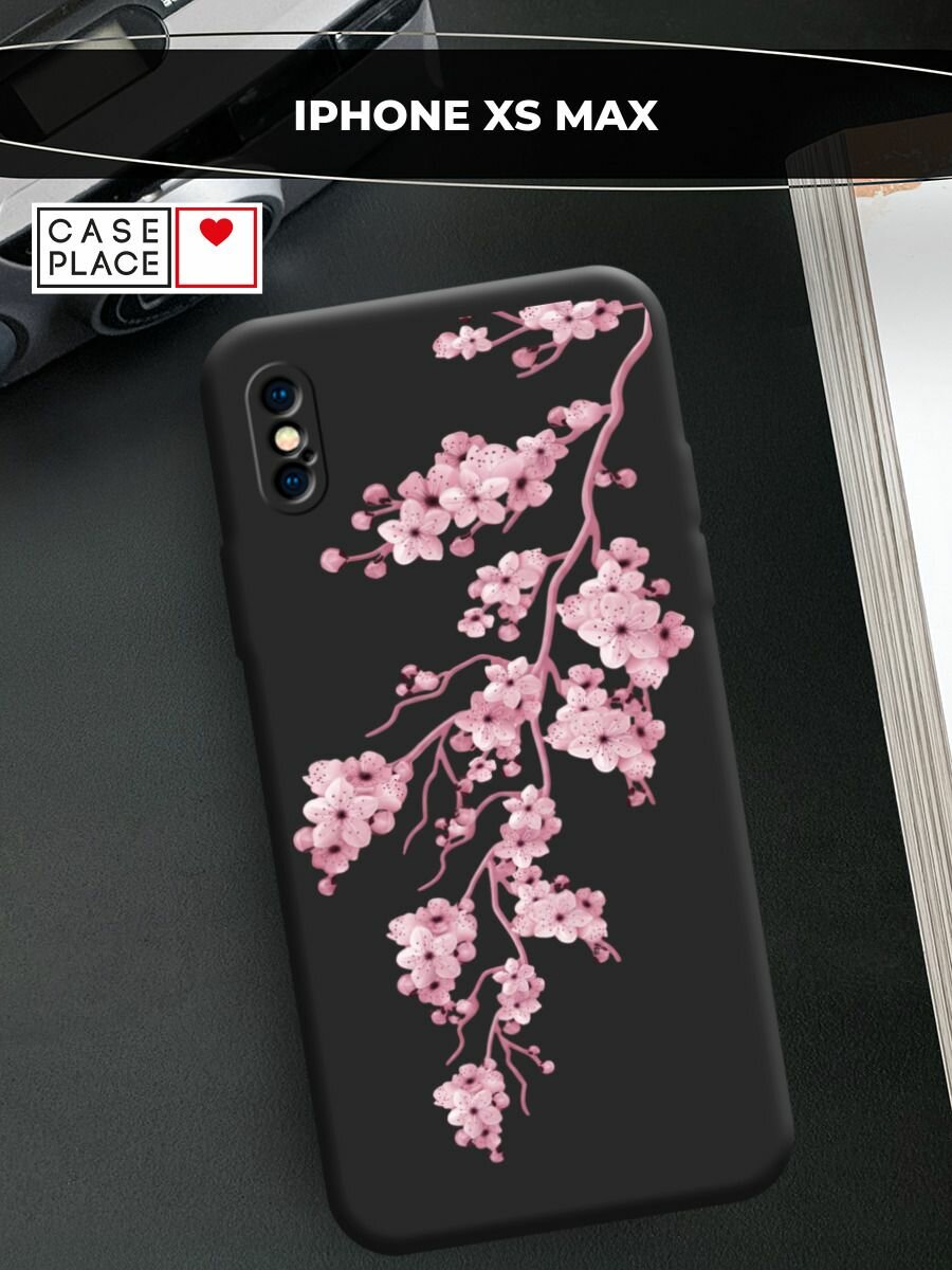 Чехол на Apple iPhone XS Max / Айфон XS Max с принтом Розовая веточка сакуры