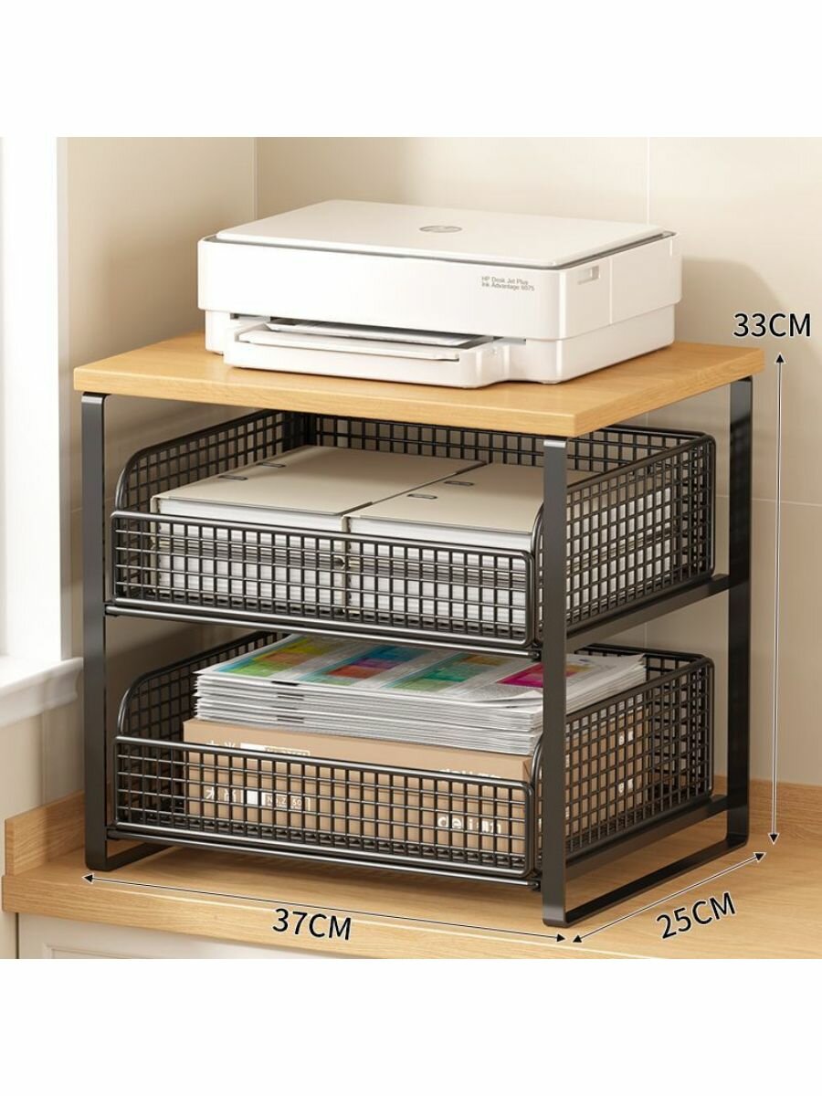 Настольная полка для принтера и документов, Металлический каркас, 37x25x33 см