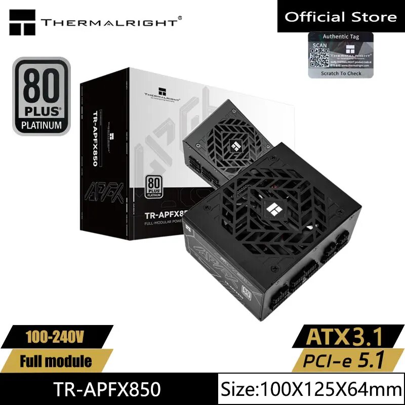 Блок питания для компьютерного корпуса Thermalright TR-APFX850/1000 Black, 100-240V SFX платина полный модуль, поддерживает ATX3.1 /pcie5.1