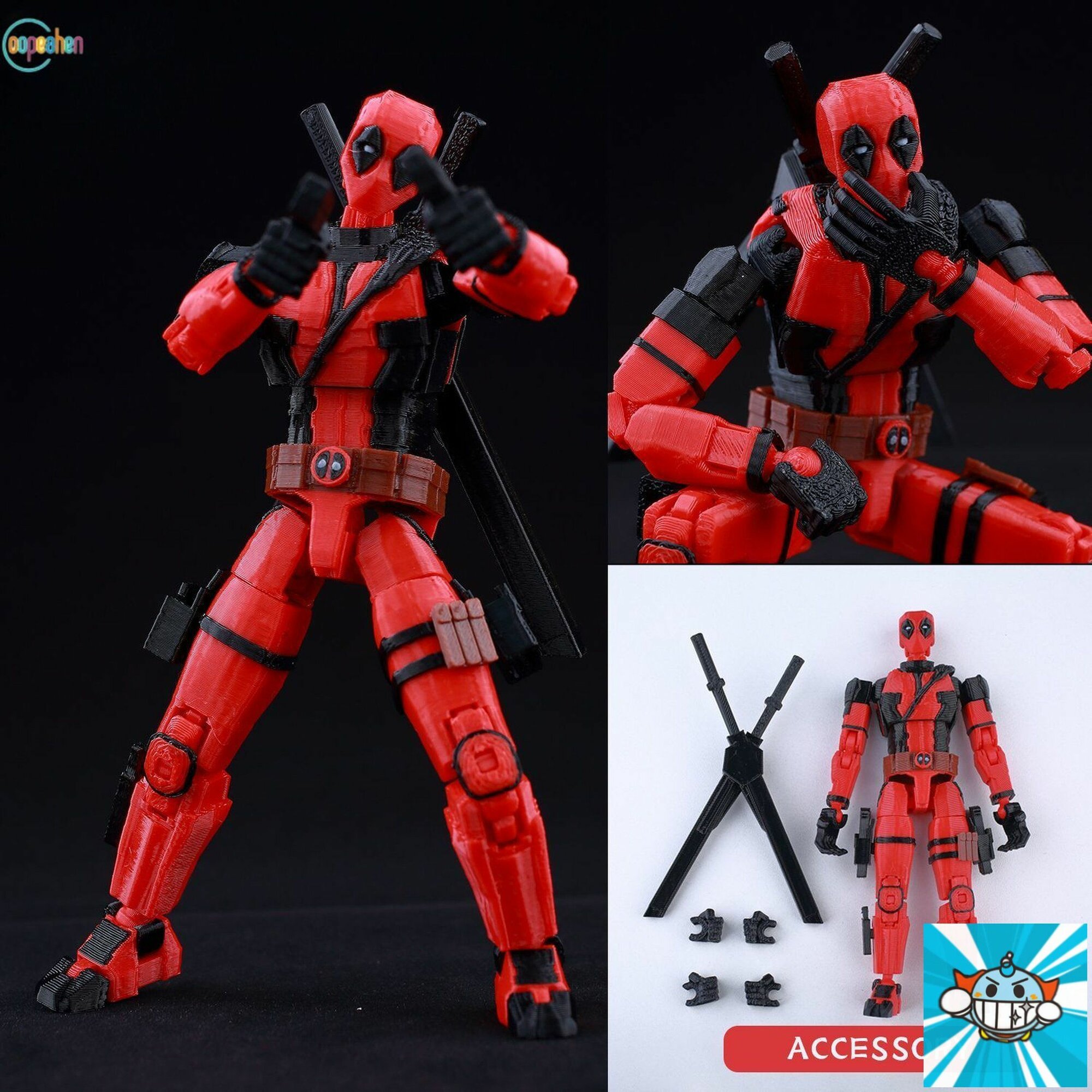 Фигурка Дэдпул/Marvel Deadpool 3D-печатная, подвижная экшен-фигурка 14 см (5,5 дюйма), с аксессуаром, подарок для фанатов от 14 лет