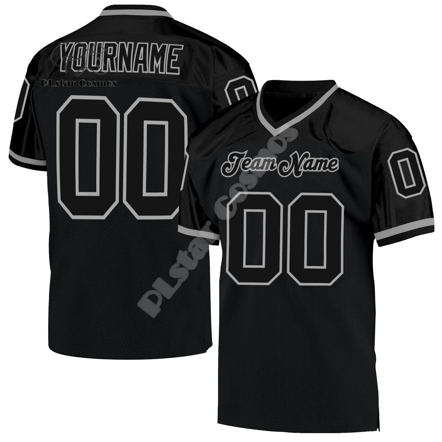 Мужская черная футболка с номером 00, Team Name, Your Name, 4XL