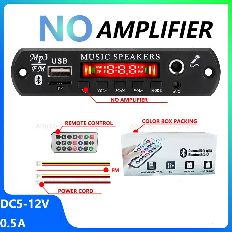 ARuiMei Bluetooth 5.0 MP3 плеер для авто NO AMPLIFIER2