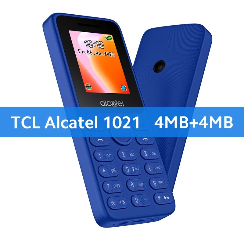Глобальная версия TCL Alcatel 1021, 1030 мАч, до 6 дней в режиме Синий, Голубой, 4MB 4MB Blue