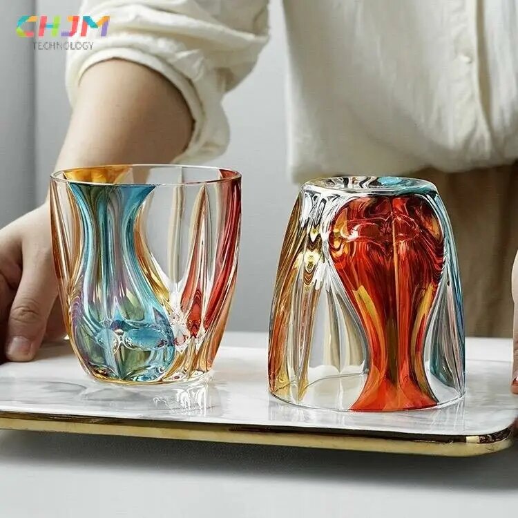 Набор из 2 премиальных цветных стаканов из кристального стекла