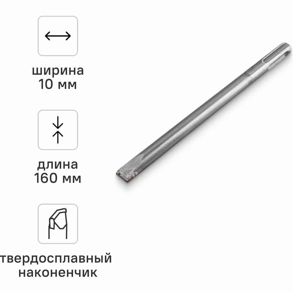 Зубило мини плоское твердосплавное SDS-plus 10х160 мм RAGE 558210