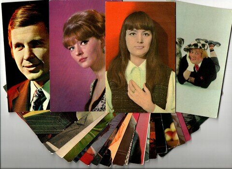 №115 Открытки Артисты и актёры СССР 1970–1980-е г. 25 штук. Цветные, чистые, без повторов