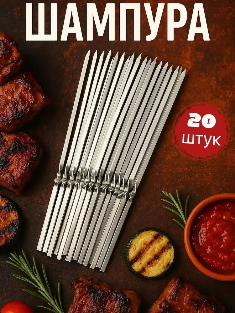 Шампур 40 см, 20 шт