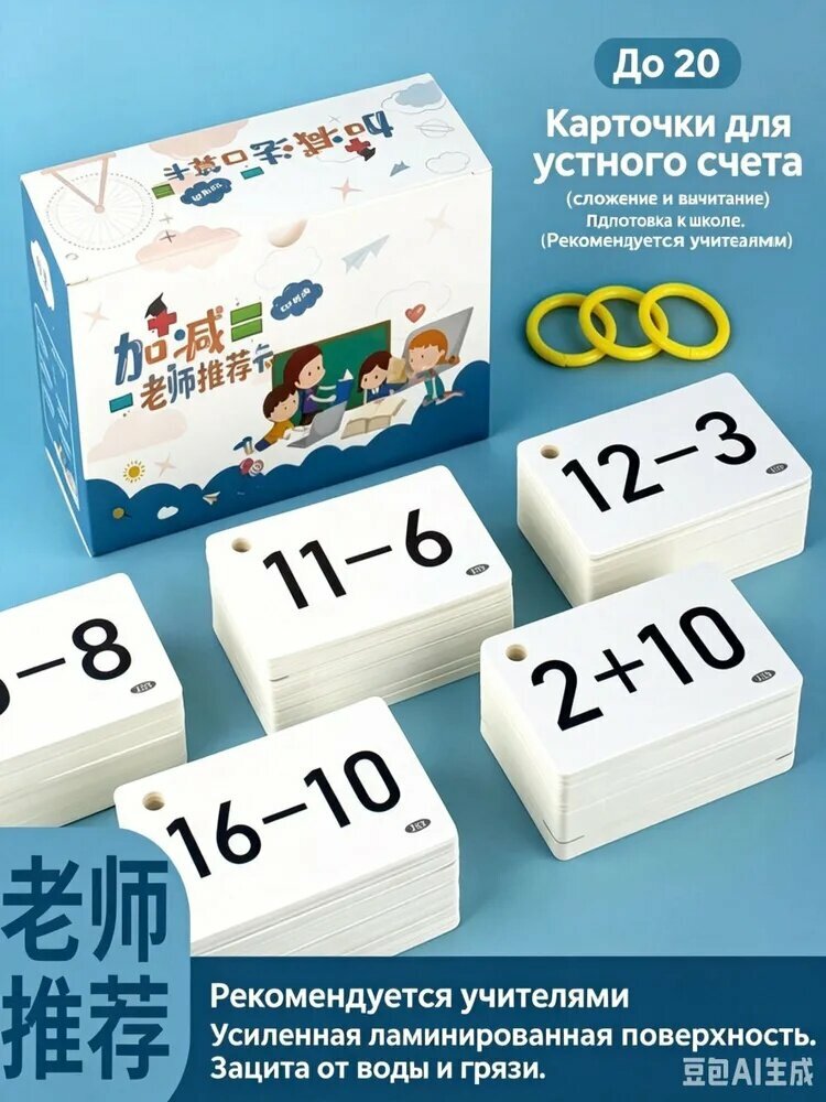Карточки для счета в пределах 20, математические, для дошкольников и первоклассников