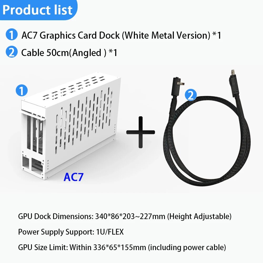 Оптический док-станция для видеокарты eGPU для ноутбука/мини-ПК 64GB/c PCIe 4.0 X4 Поддержка блока питания ELFX 1U Портативное внешнее уголок для видеокарты