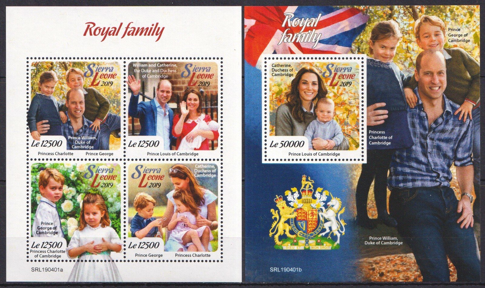 Марки 2019 год Sierra Leone Королевская семья #10949-952+Bl1712 Mnh