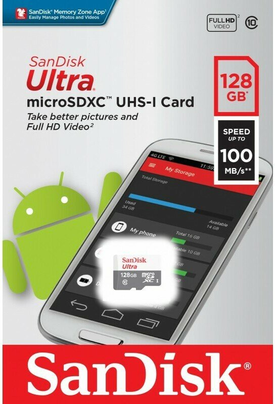 Карта памяти SDXC SanDisk 128Гб SDSQUNR-128G-GN6MN