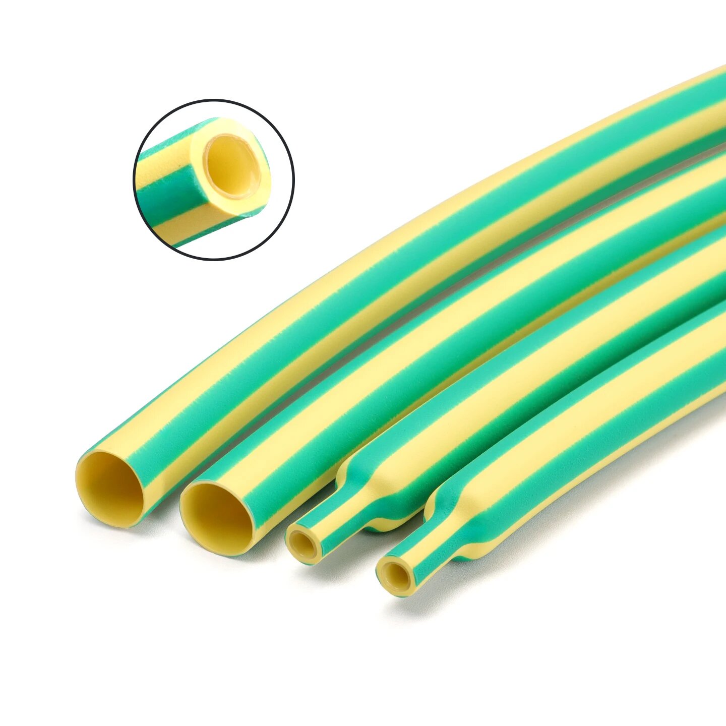 Термоусадочная трубка 3:1 PE черный 1м Yellow-Green, 12.7mm
