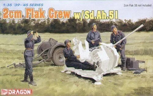 Dragon 6368 1/35 Масштаб 2см Пулемётная батарея Flak с командным составом и орудием Sd. Ah.51 Пластиковый сборочный набор