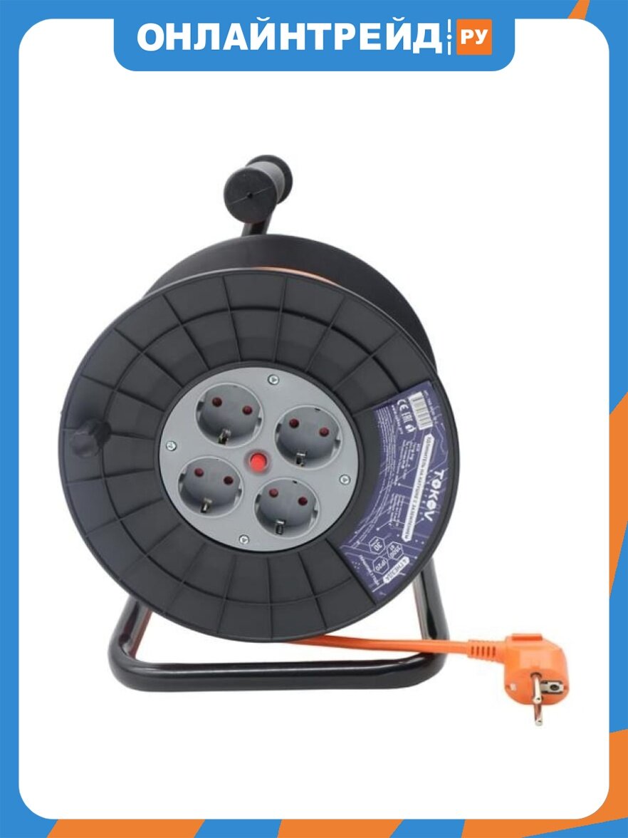 Удлинитель на катушке Tokov Electric 4х30м с заземл. 16А IP20 3х1.5, TKE-SK30-15-Z