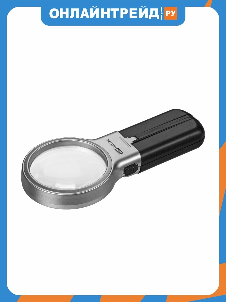 Лупа Tdm Electric ручная круглая, d 60 мм, 3-х крат. увел, рукоятка-трансформер, LED подсветка, 2хАА, SQ1025-0903