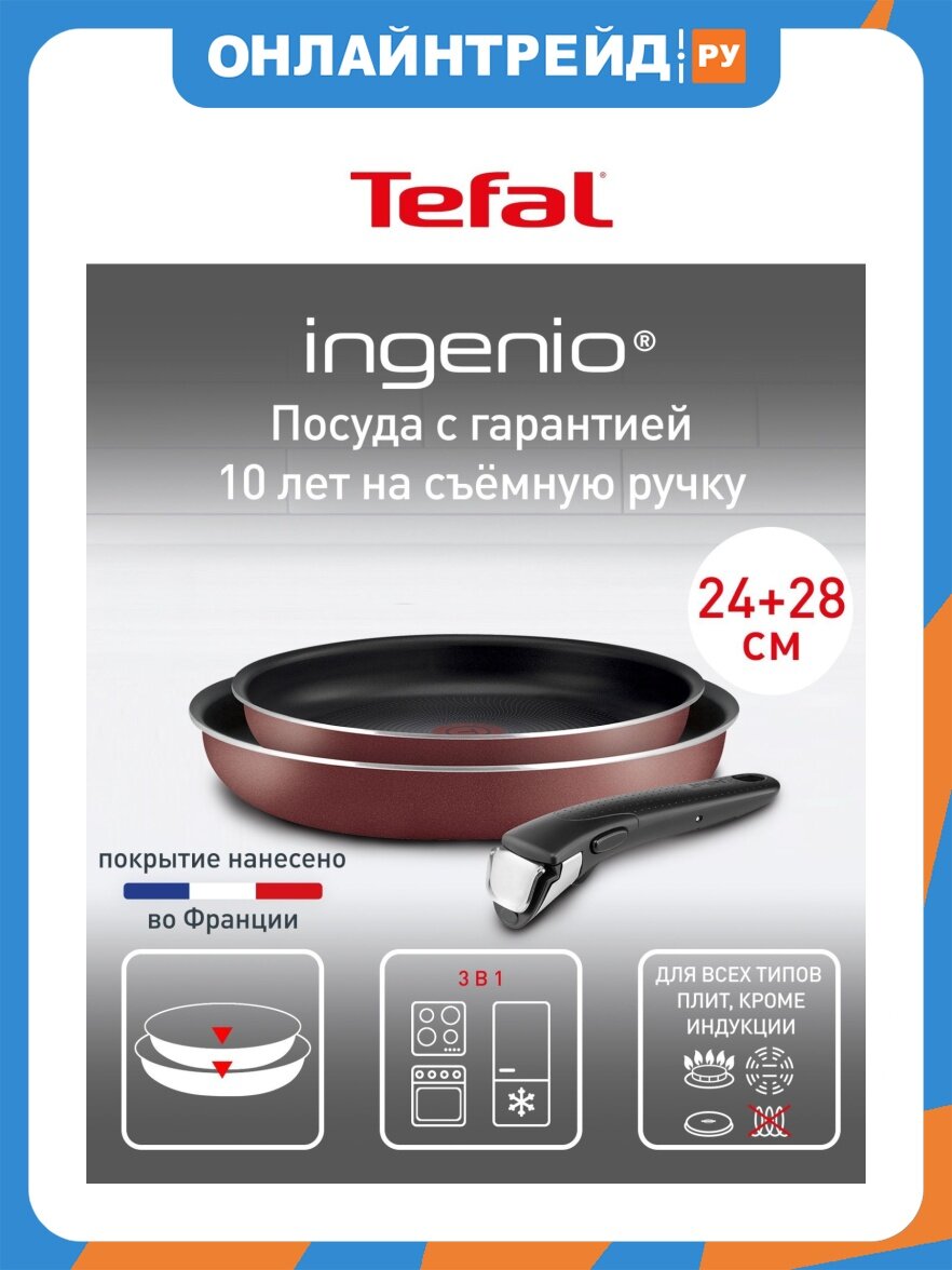 Набор посуды для приготовления Tefal Ingenio Cooks Basics 24/28 см со съемной ручкой (04252820)