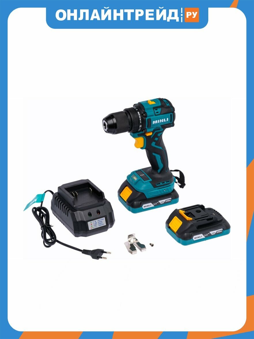 Дрель-шуруповерт Minli аккумуляторная б/щ 18В DC108.5