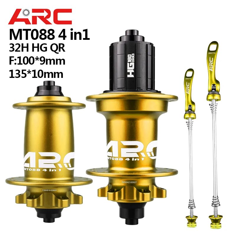 ARC Cube MT088 Втулка для переднего колеса MTB 32 отверстия Желтый, 32H Yellow HG QR-FR