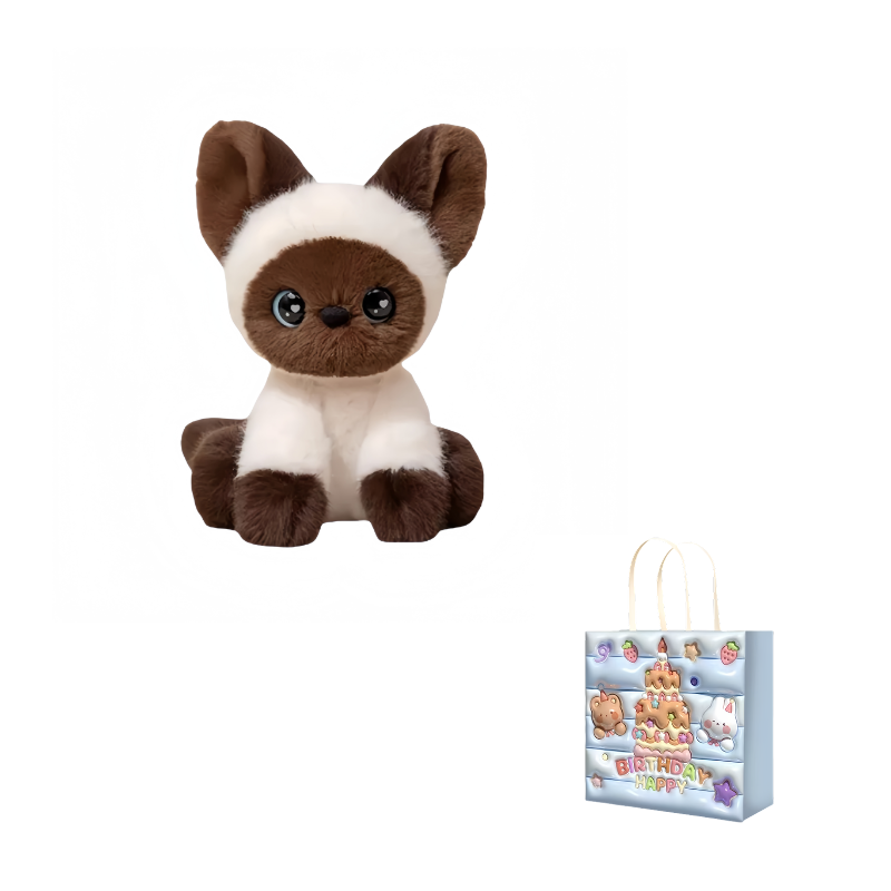 Милые игрушки-погремушки унисекс CHUNTUSHU Brown Siamese Cat Desk Companion, 25см