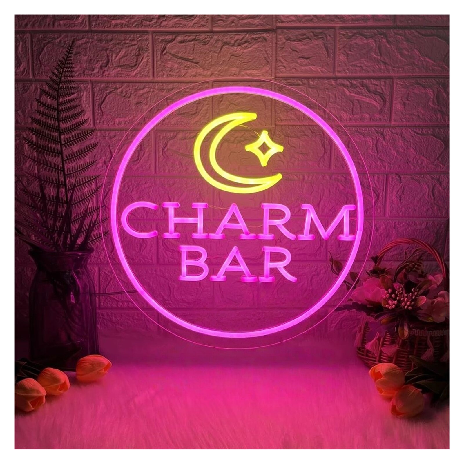 Неоновая Вывеска "Charm Bar" 35смx35см