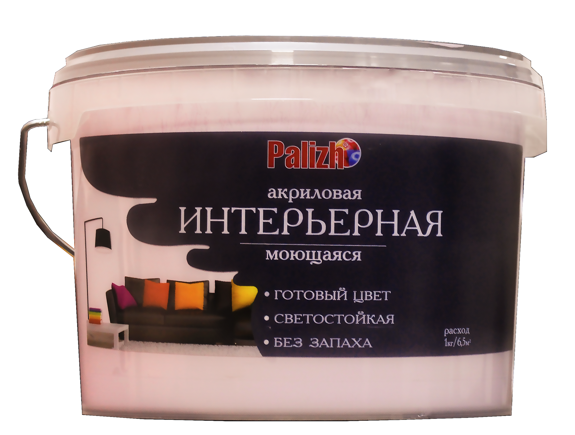 Краска акриловая интерьерная моющаяся №312 Palizh барбарис (3,7 кг) для декора, для всех видов ЛКМ, для базы А, С