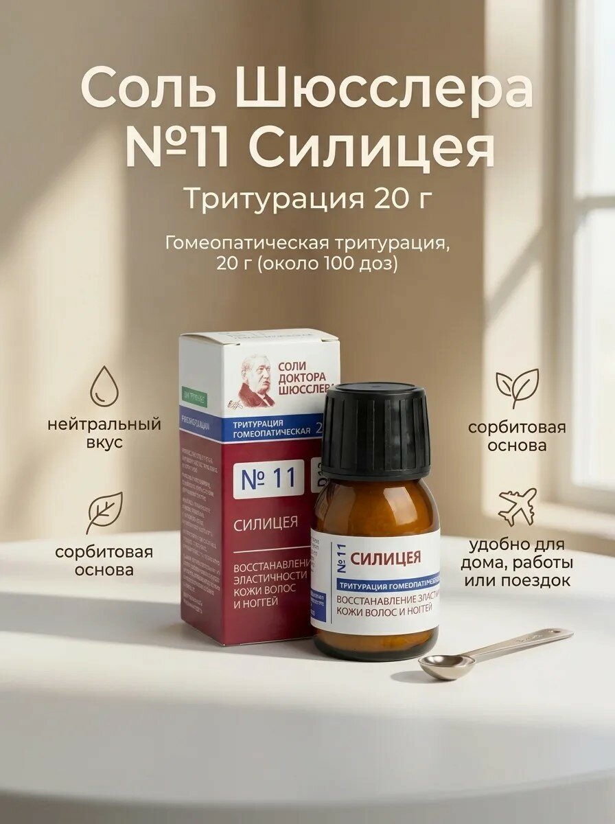 Соль Шюсслера №11 Силицея , тритурация, гомеопатия, 20 грамм