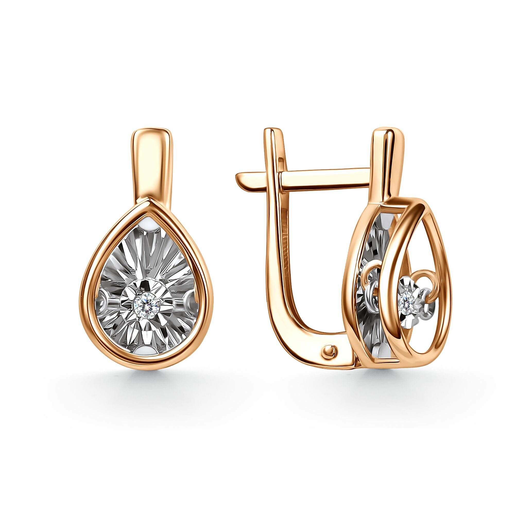 Серьги Diamant online, красное золото, 585 проба, бриллиант