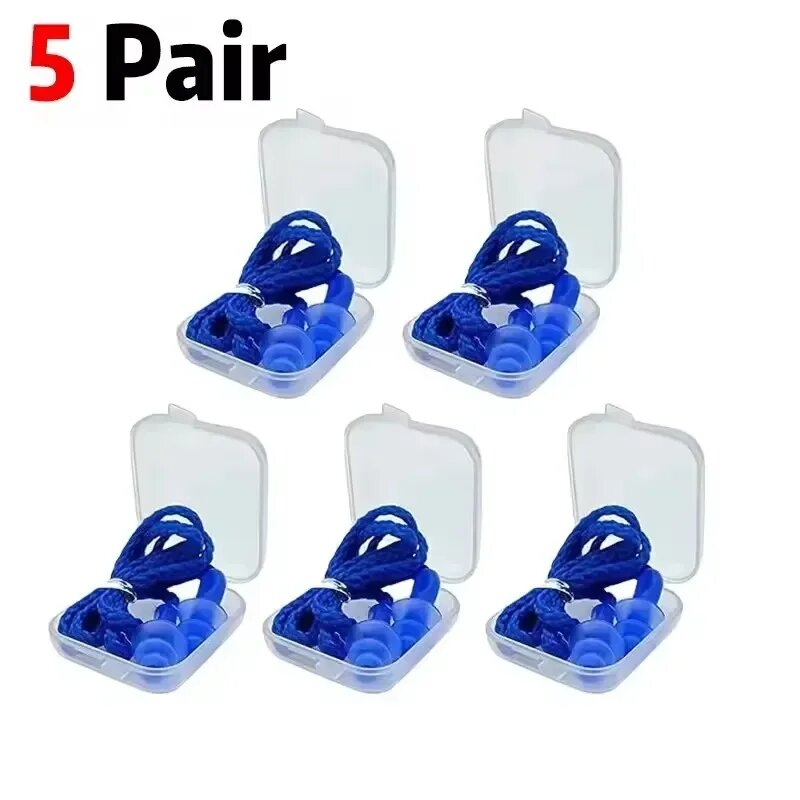 Многоразовые силиконовые беруши Noise Cancelling Silicone Earplugs Синий, 5 Pair Blue