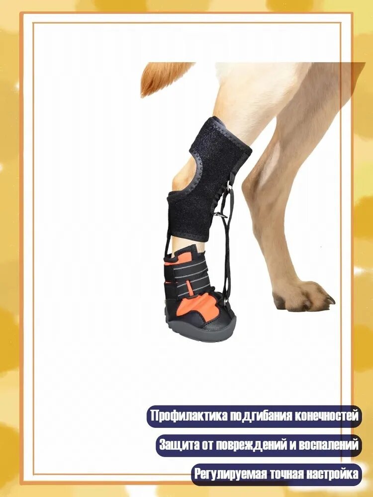 Ортопедический бандаж для лап с катушкой (предотвращает подгибание), Black oranges - S