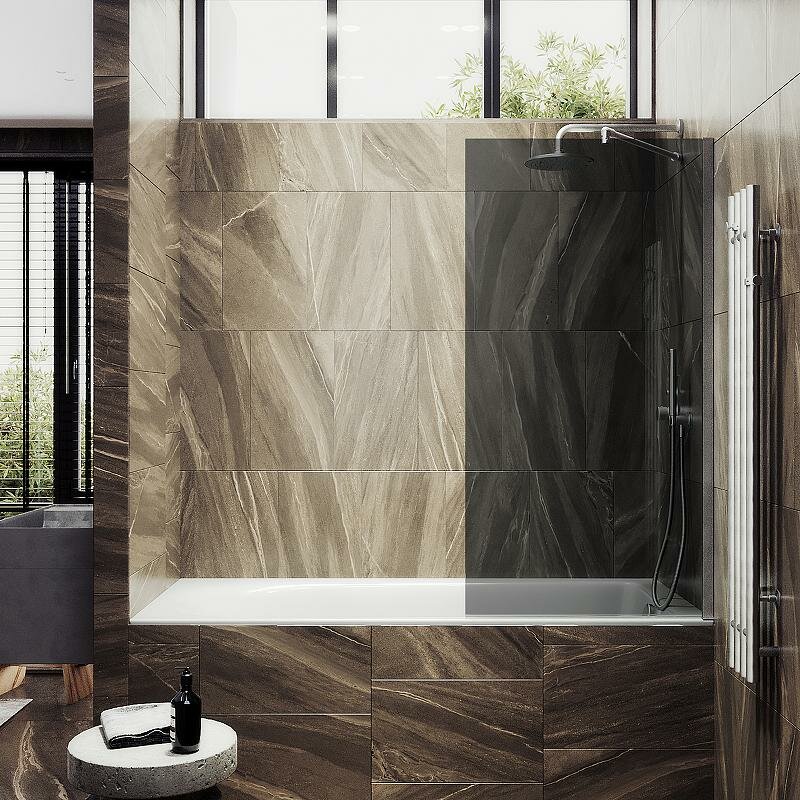 Шторка на ванну Maybah Glass MGV-83-5ш 900x1400 в широком профиле Хром матовый стекло графитовое