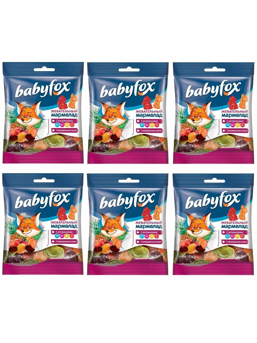 BabyFox Жевательный мармелад с соком ягод и фруктов, 30 гр, 6 уп