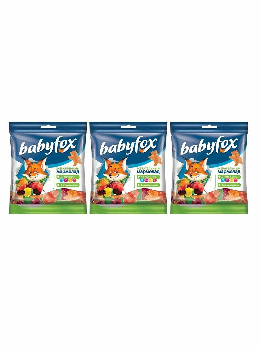 BabyFox Жевательный мармелад с соком ягод и фруктов, 70 гр, 3 уп