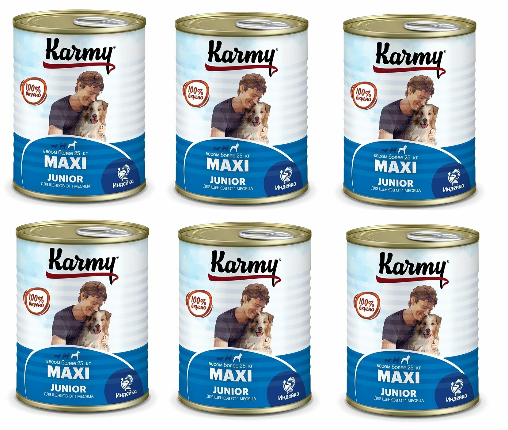 Консервы Карми для щенков Maxi Junior крупных пород Индейка 340г 6шт