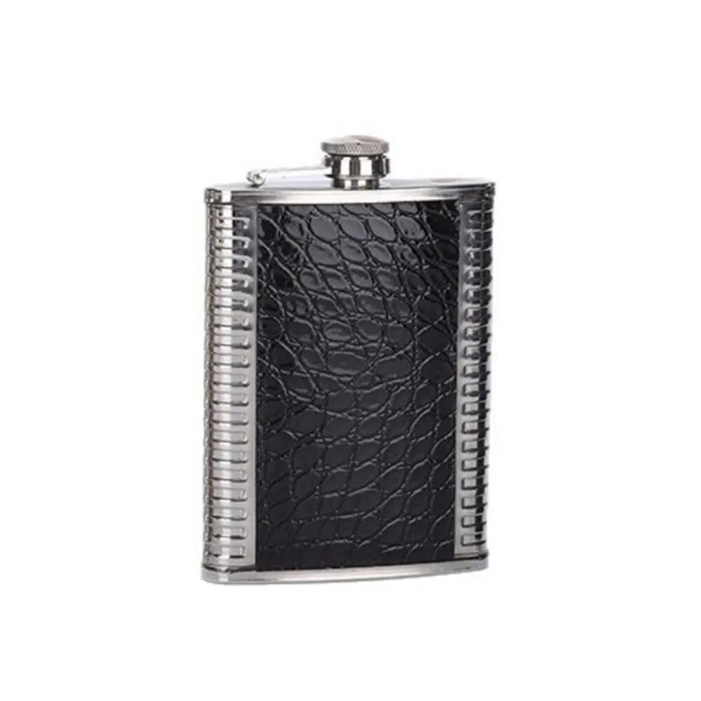 Мини-фляга из нержавеющей стали 8oz Leather Covered Черный, 01