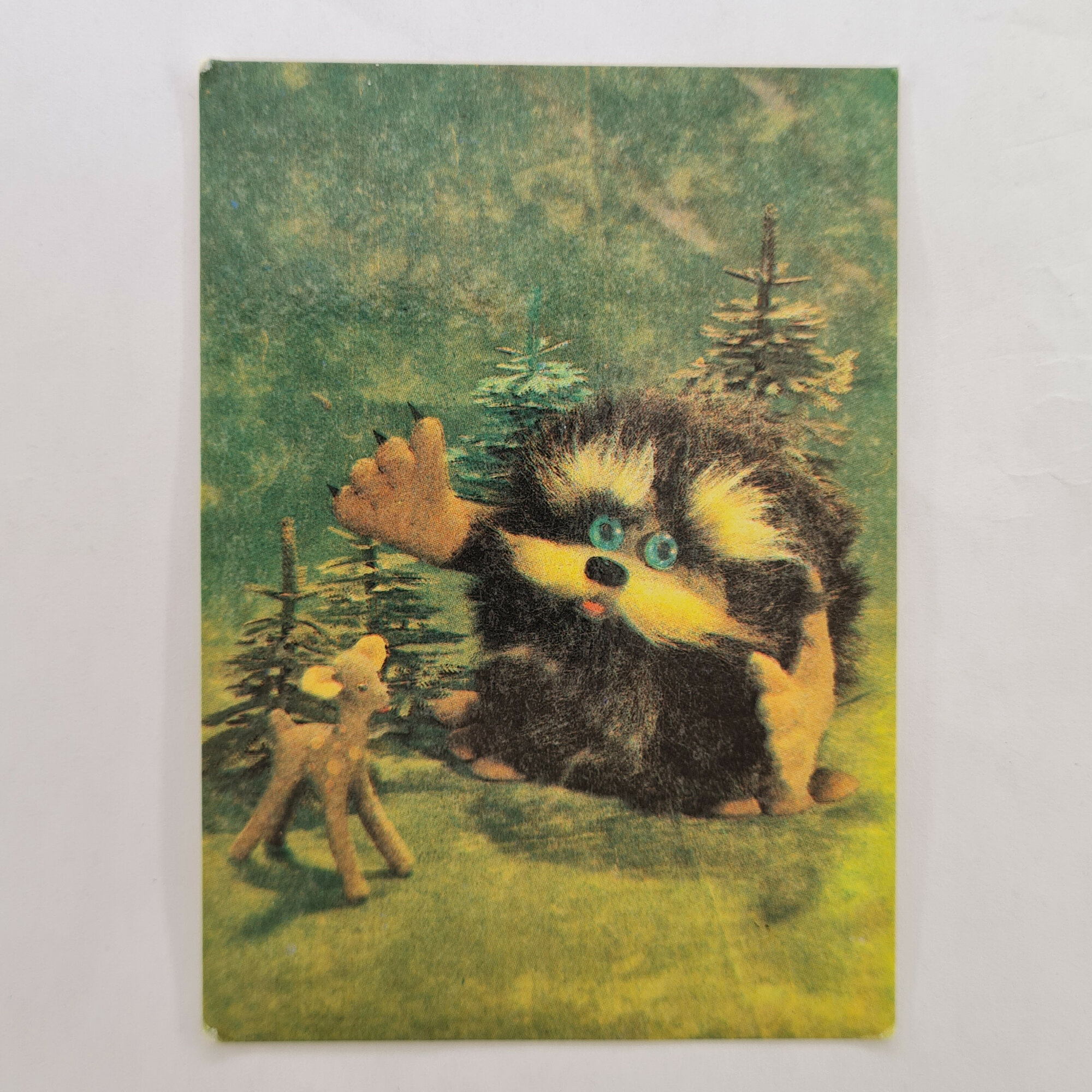 Карманный календарик 1991. Ежик и олененок, детская сказка. Календарь винтажный