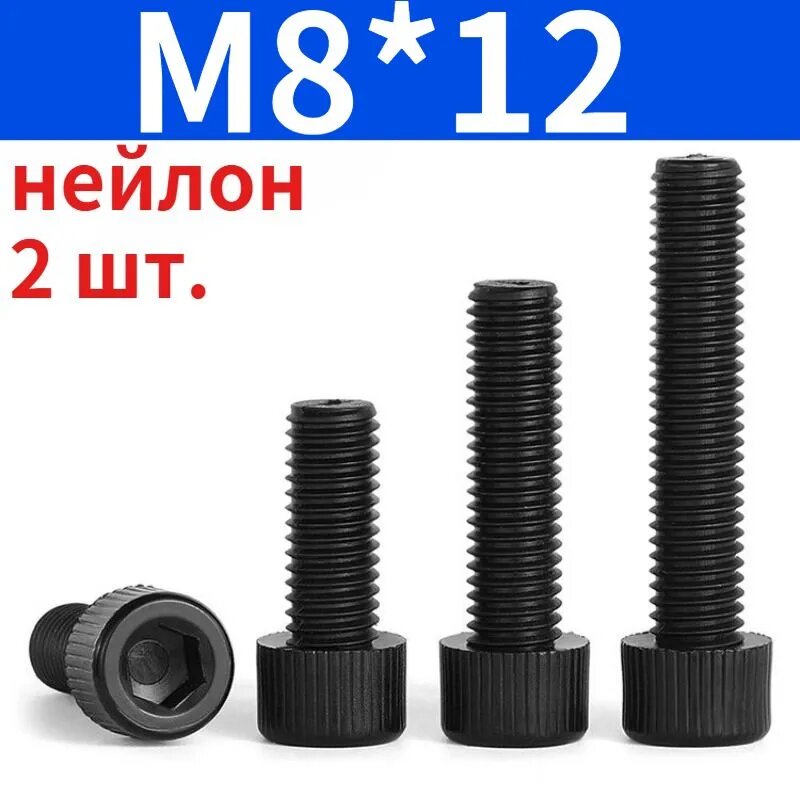 Винт M8 x 8 x 12 мм, головка: Цилиндрическая, 2 шт.