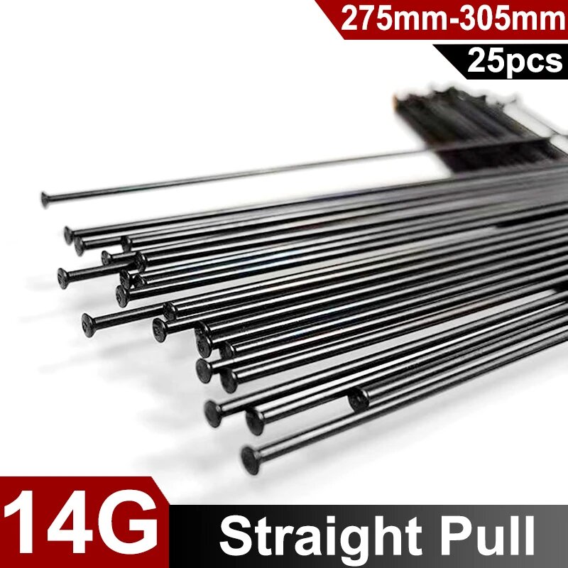 25 шт. черные стальные прямые спицы для велосипеда 2,0 мм 25pcs 296mm