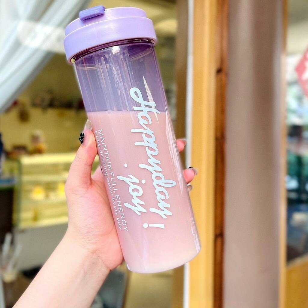 Stylish transparent plastic tumbler with leakproof function and suitable for coffee and tea bmm, purple
