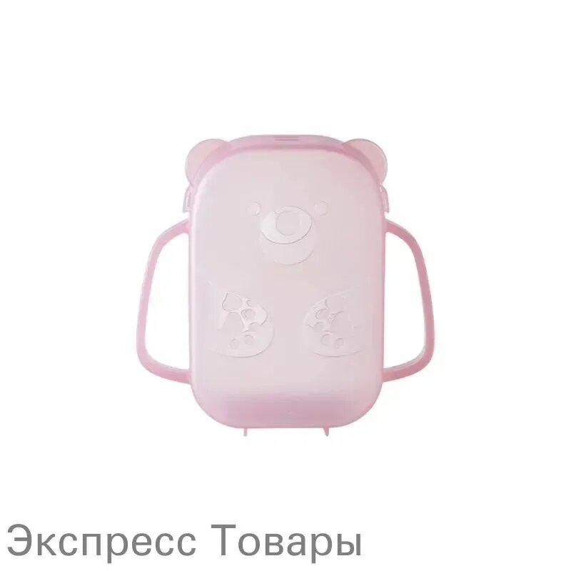 (1 шт.) Контейнер для пюре "Мишка" (непроливайка) прозрачно-розовый