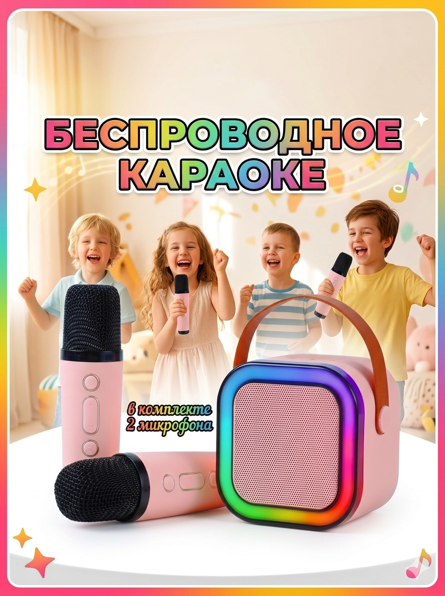 Портативная колонка караоке Acron MiniDuet с 2 беспроводными микрофонами
