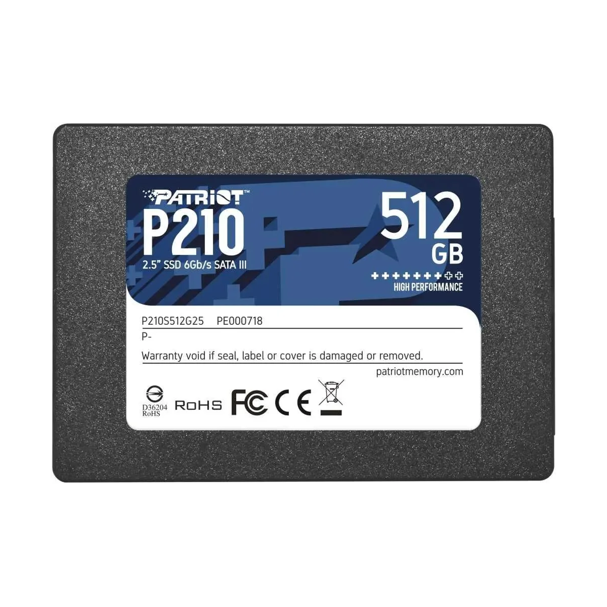 Накопитель SSD 2.5 512 Gb Patriot P210 Read 520Mb/s Write 430Mb/s 3D NAND TLC (P210S512G25)