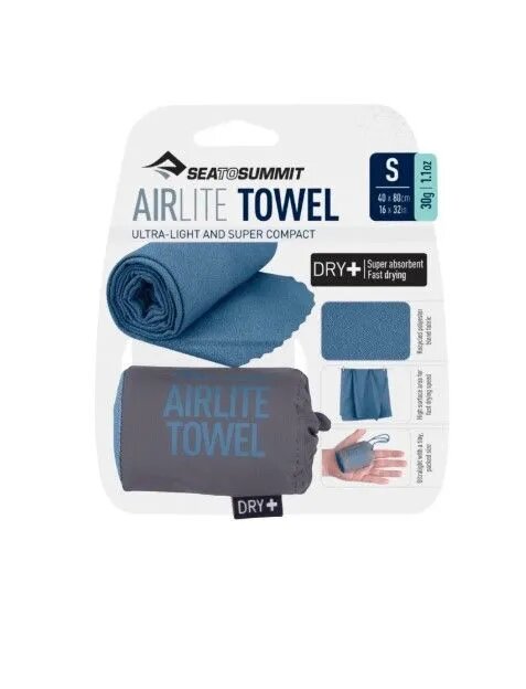 Sea to Summit Airlite Towel S Лунно-синий 34g 80x40см сверхлёгкое быстросохнущее полотенце
