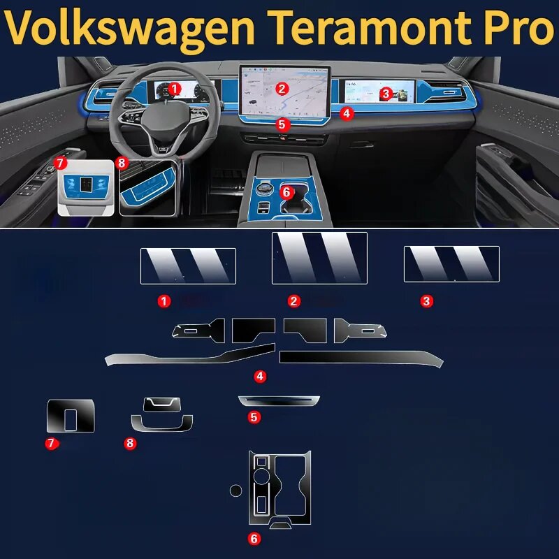 Для Volkswagen Teramont Pro, пленка на консоль, Left Hand Drive