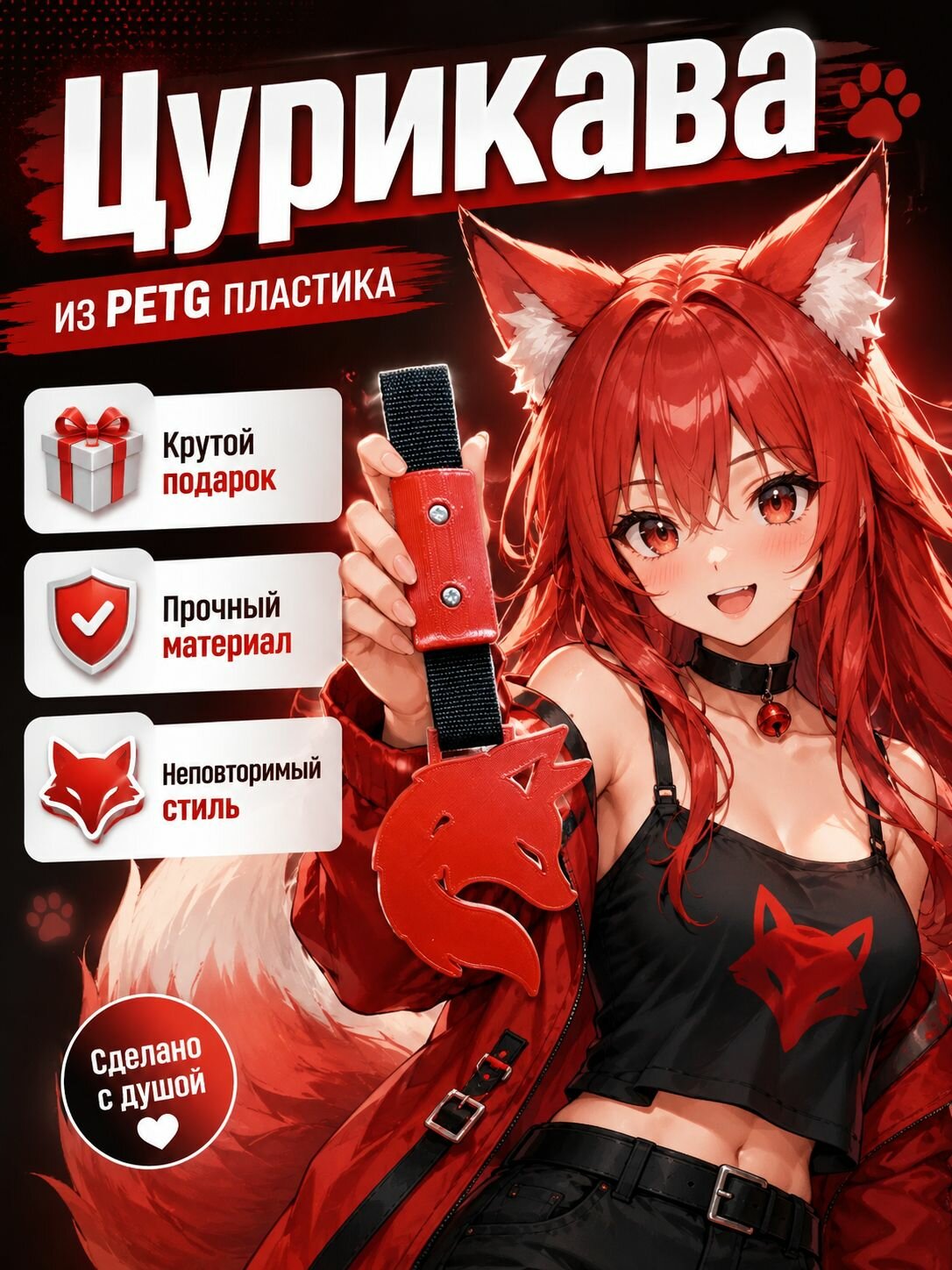 Цурикава/подвеска на машину Лиса красная