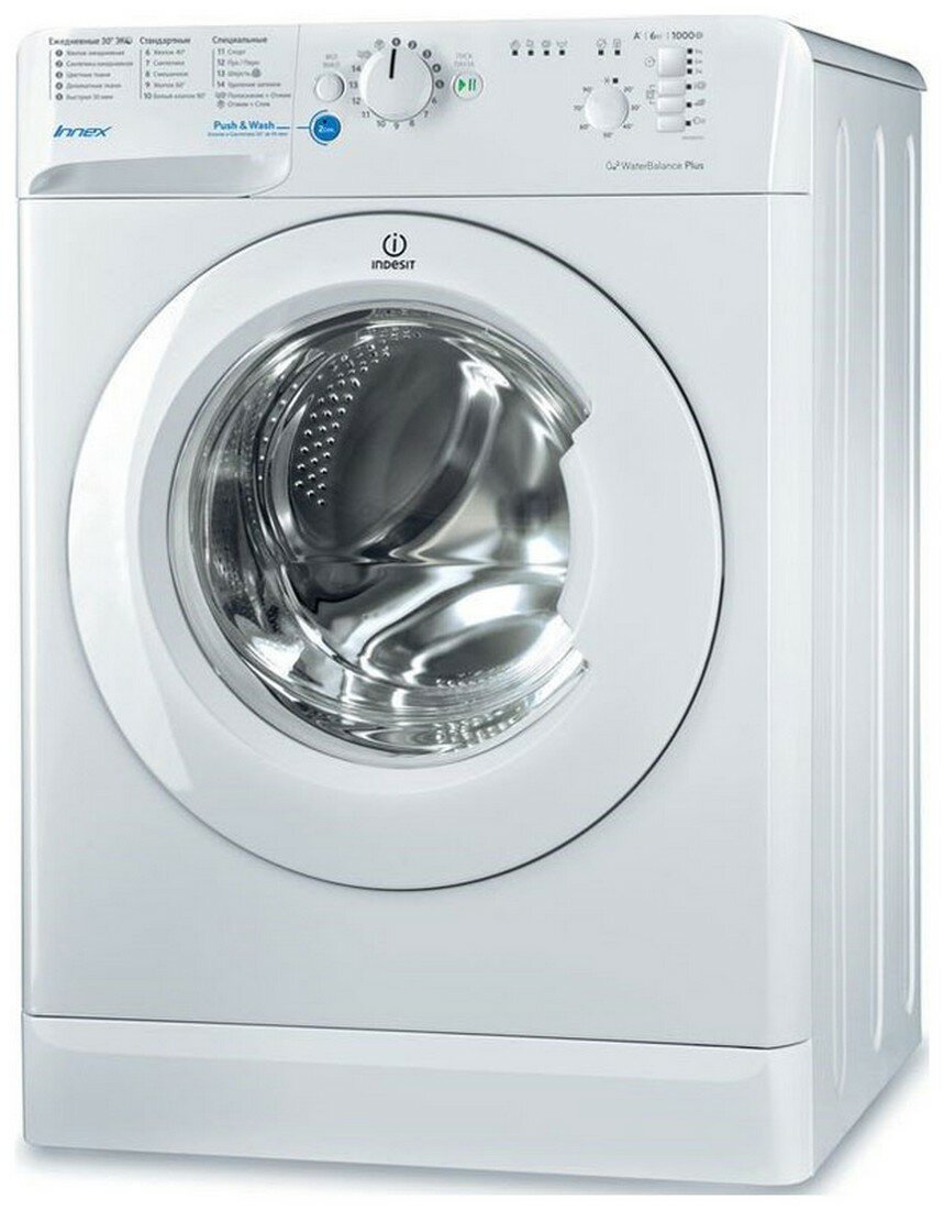 Стиральная машина Indesit BWSB 61051, загрузка 6 кг, 16 программ, белый