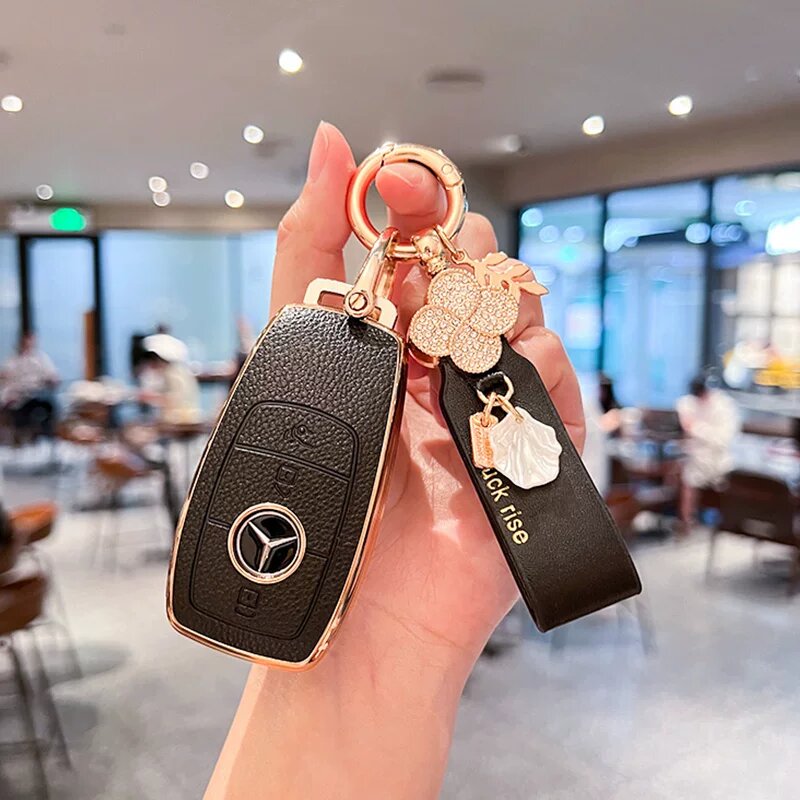 Ключница Mercedes E300L Классический черный Французский ракушечный ремешок Для женщин 86