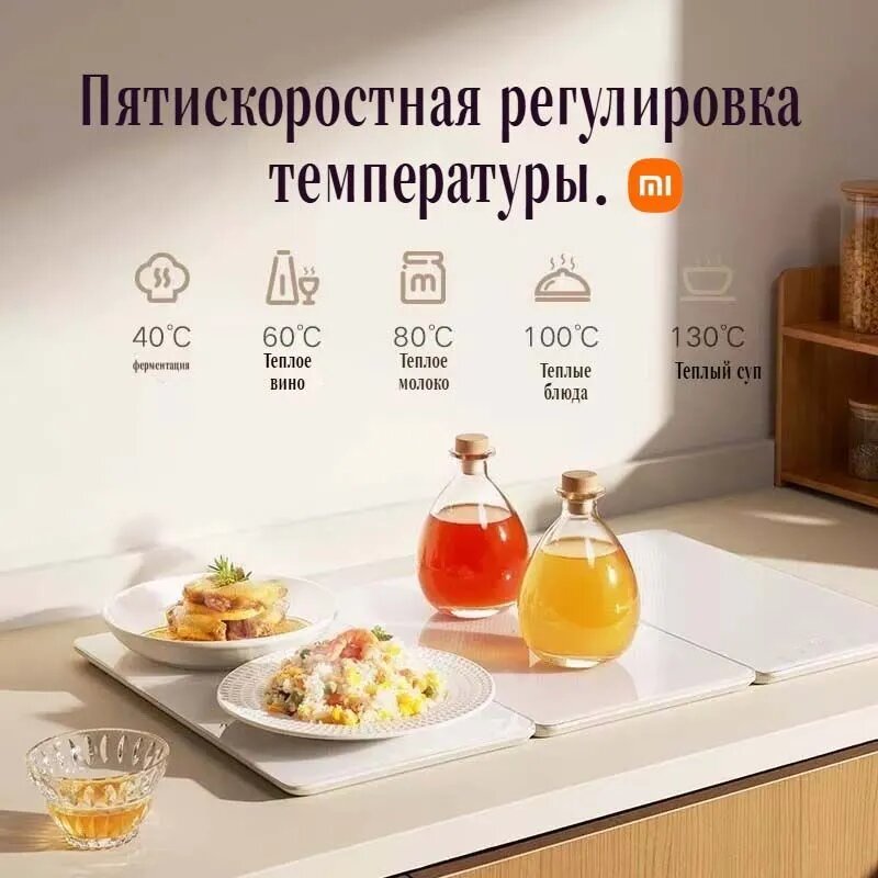 Складная подогреваемая доска для еды Xiaomi, 5 режимов, 40-130°C, Белый