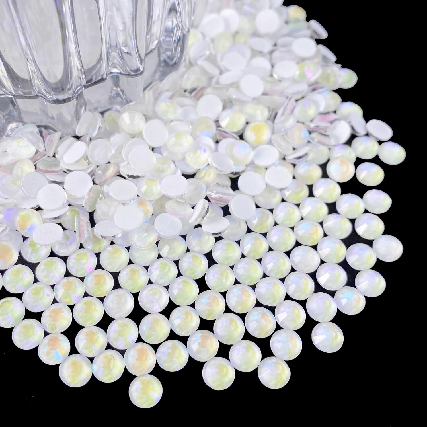 Стразы стеклянные белые SS6-SS30 круглые плоские ss16-1440pcs, White Luminous